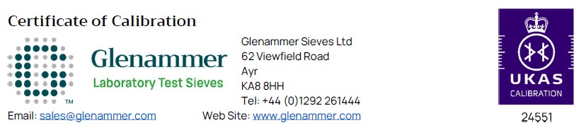 Glenammer UKAS Calibration Certificate Sample – Glenammer